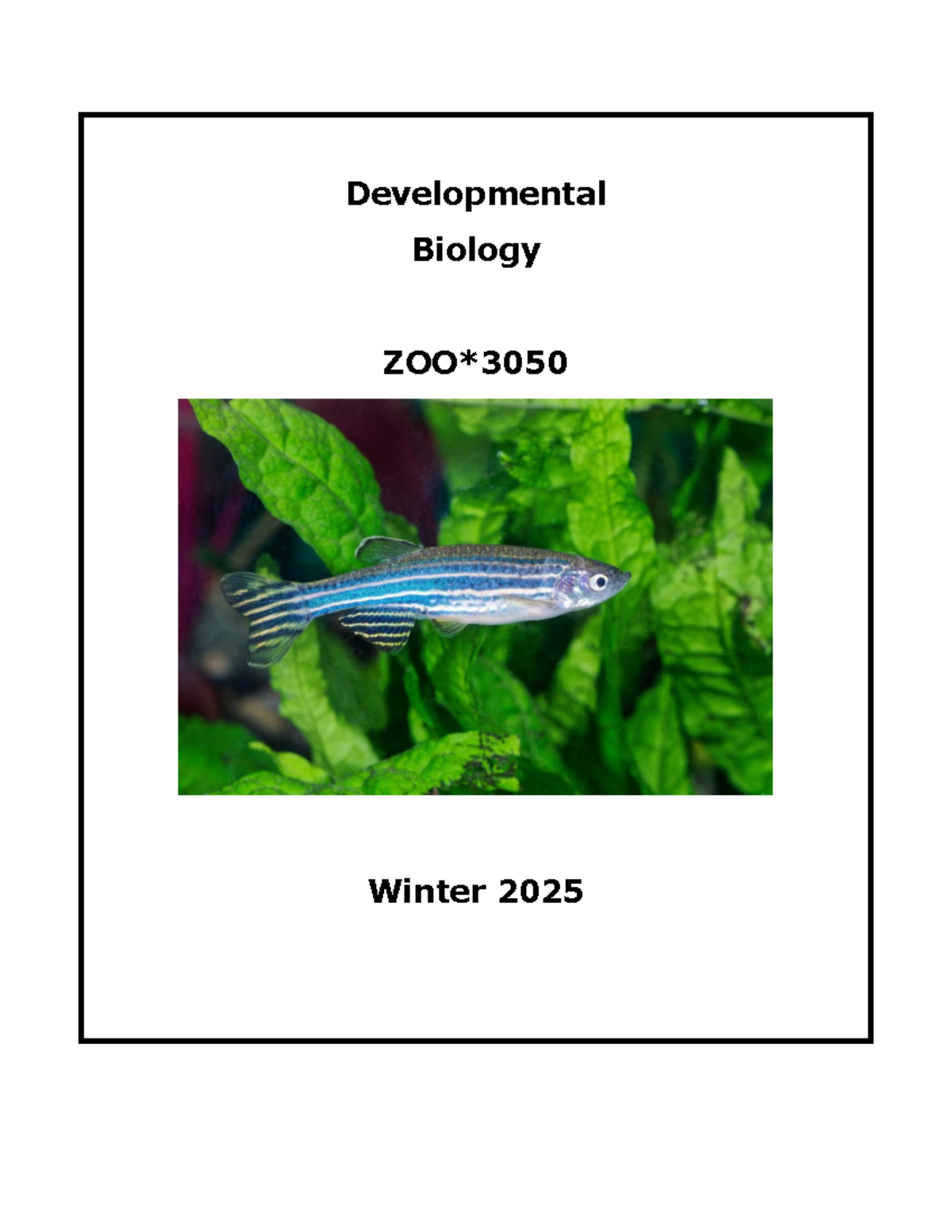 W25 ZOO3050 Developmental Biology Lab Manual: Key Concepts & Techniques ...
