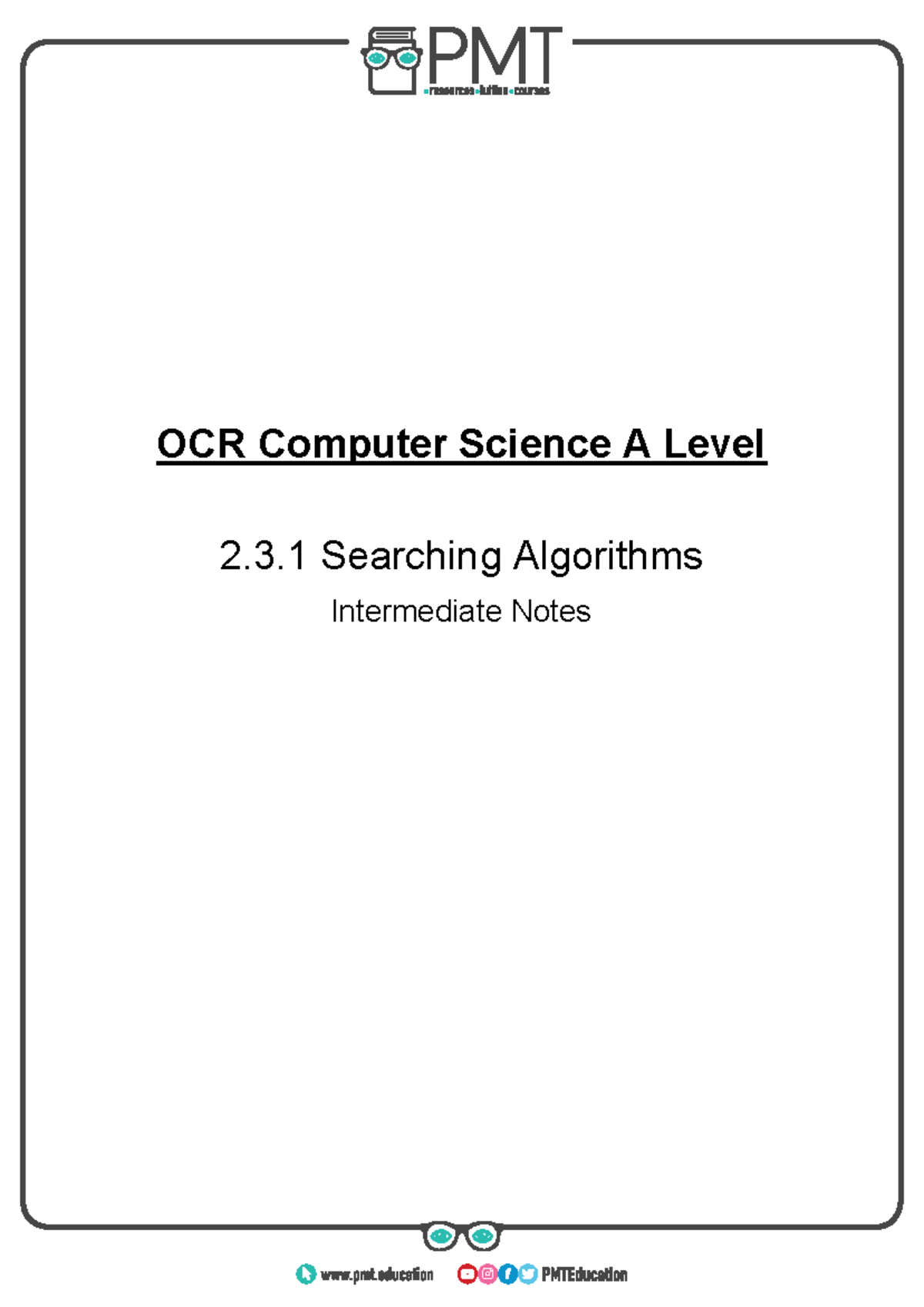 OCR Computer Science A Level 2.3.4 Searching Algorithms Notes - Studocu