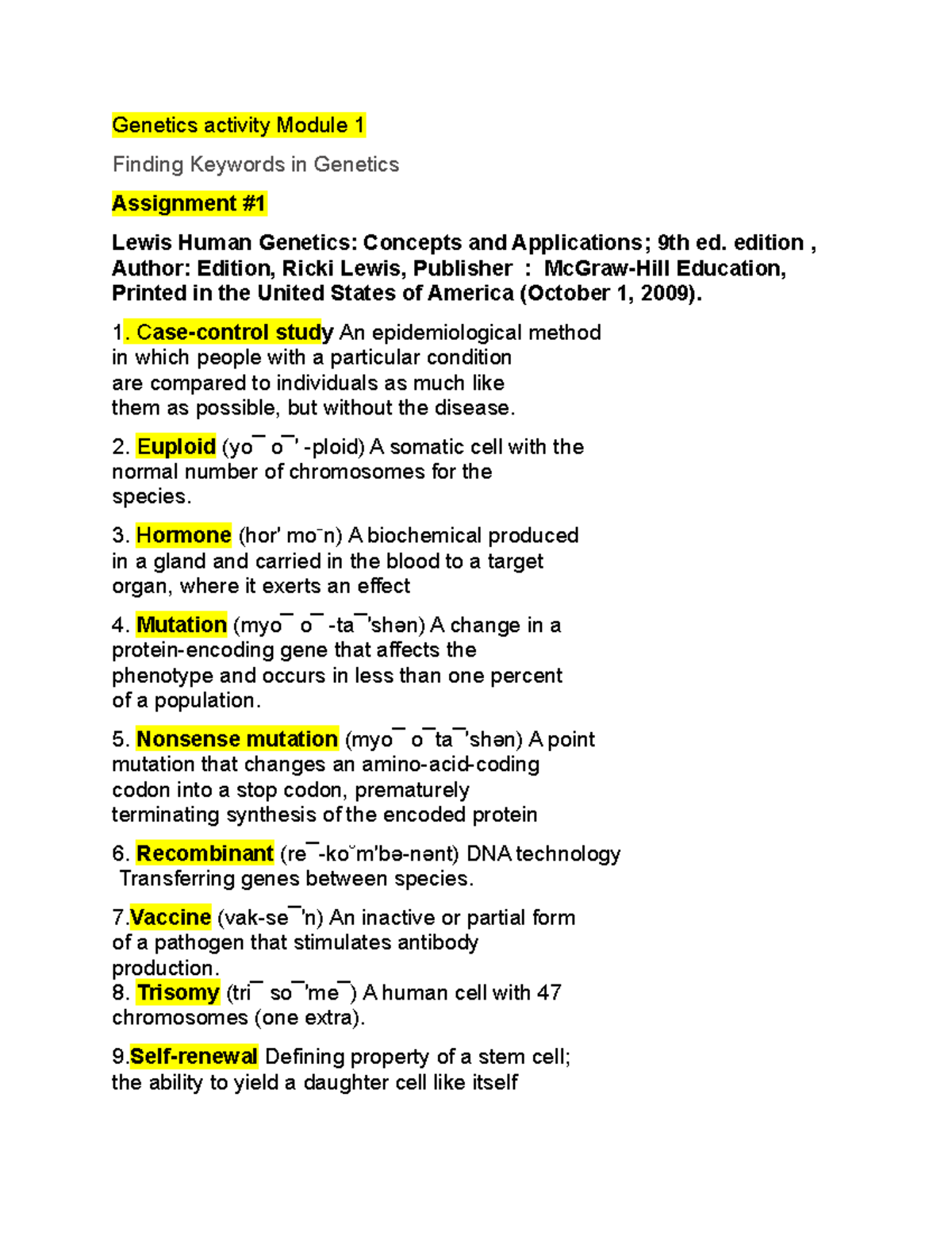 Genetics activity Module 1 - edition , Author: Edition, Ricki Lewis ...
