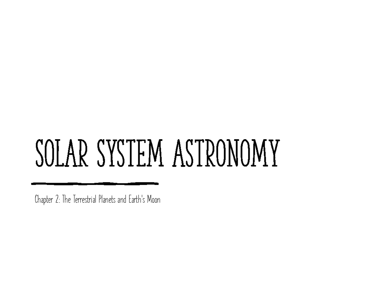 SS_CH2: Solar System Astronomy - Chapter 2: Terrestrial Planets & Moon ...