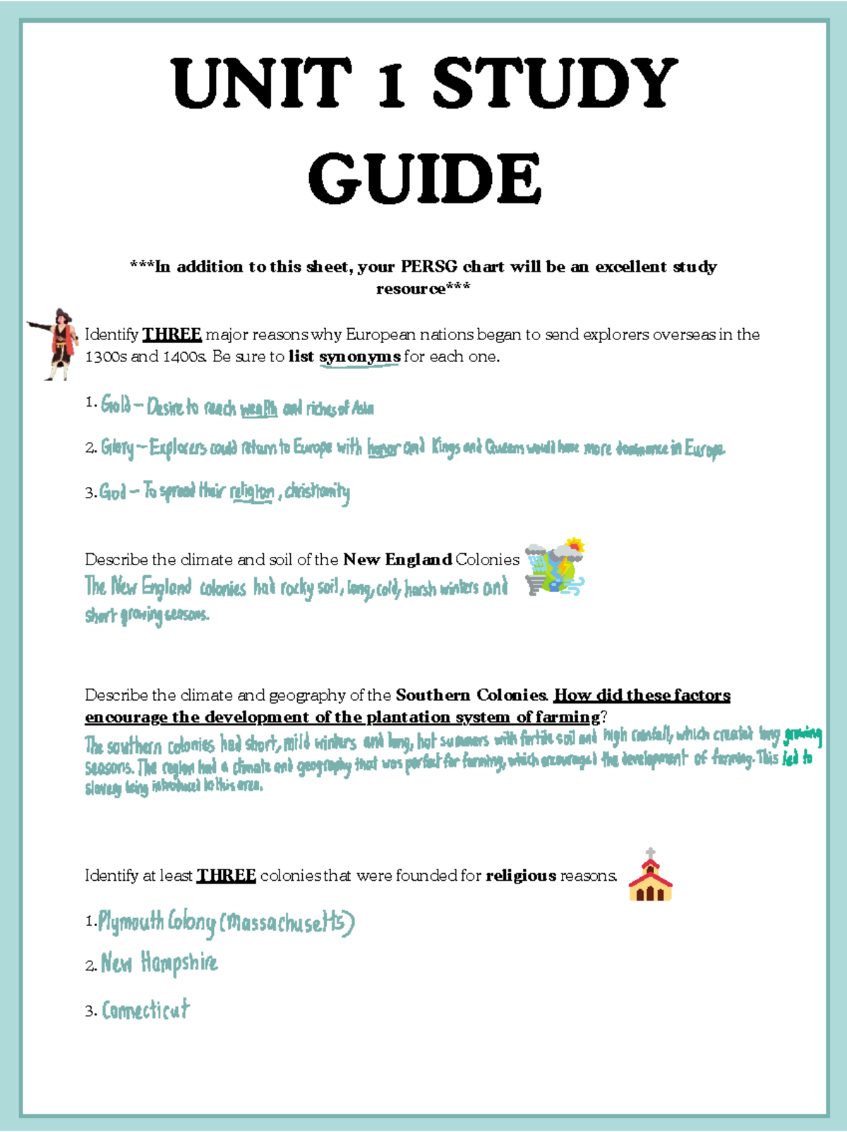 COL 101: Colonial America Study Guide - Key Concepts and Factors - Studocu