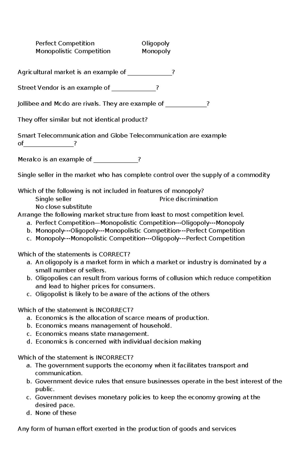 Applied Economics Reviewer: Market Structures & Competition Analysis ...