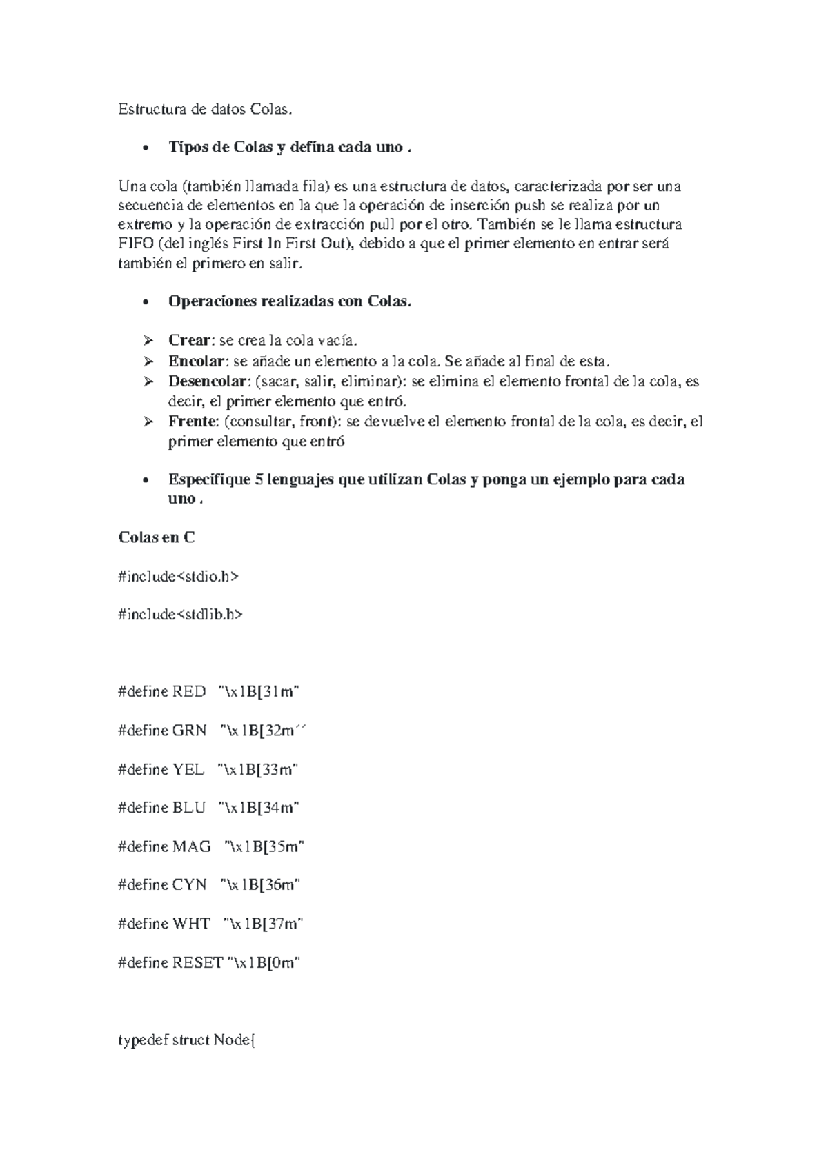 Estructura de datos Colas - Tipos de Colas y defina cada uno. Una cola ...