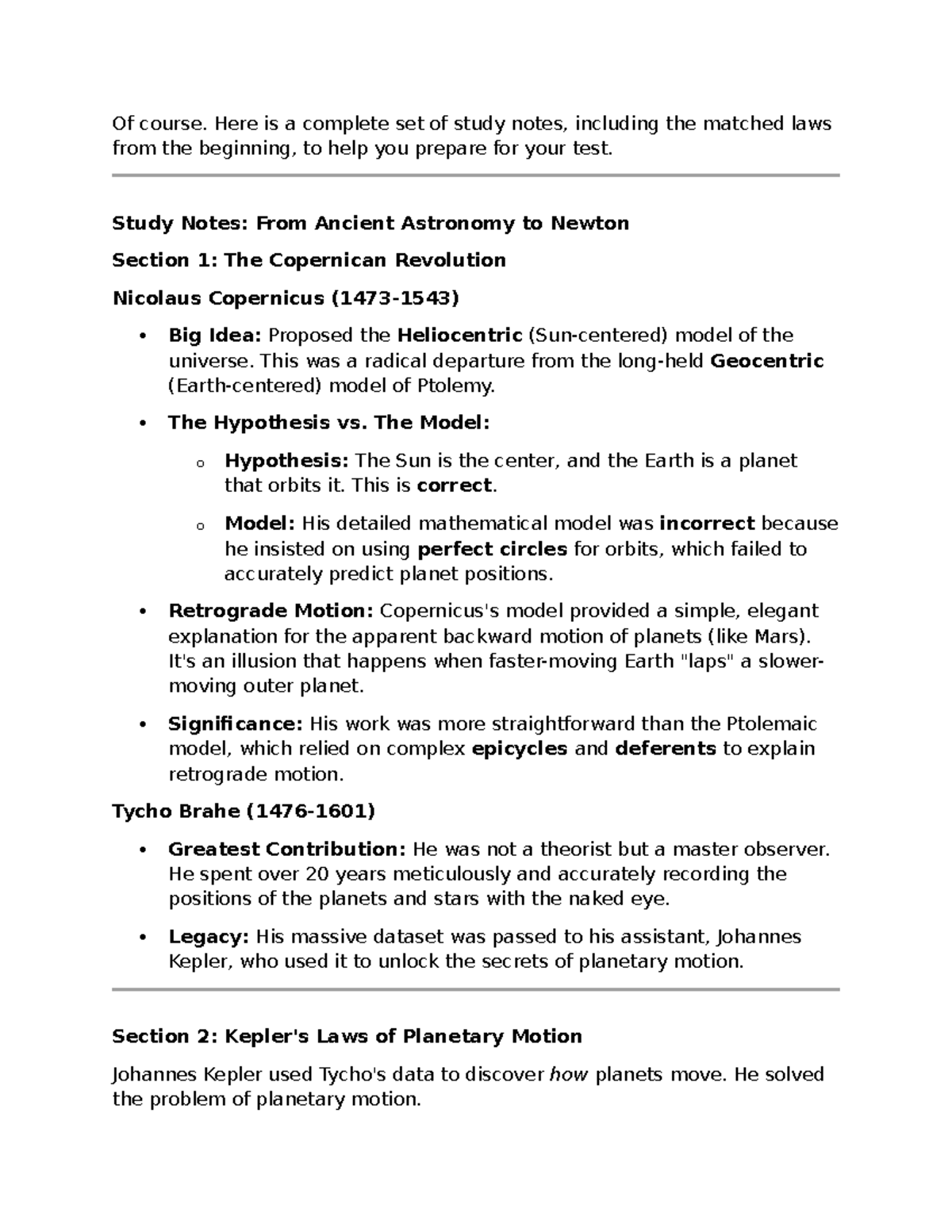 Chapter 3 Astronomy Study Notes: From Copernicus to Galileo - Studocu