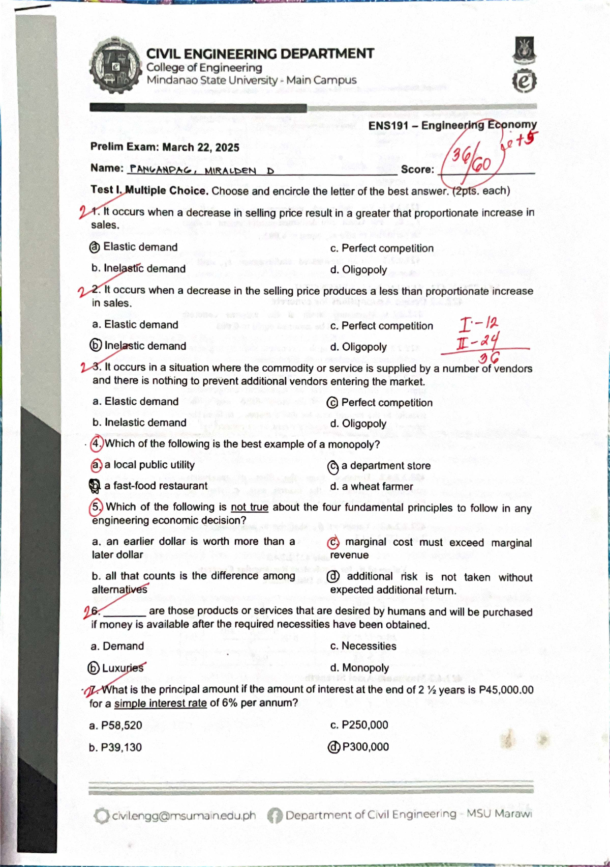 ENS191 Engineering Economy Prelim Exam Notes - March 2025 - Studocu