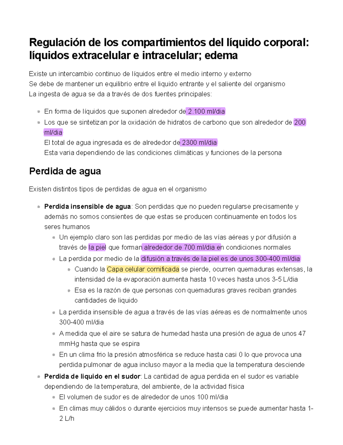 Capítulo 25 - Regulación de los Compartimientos del Líquido Corporal - Studocu