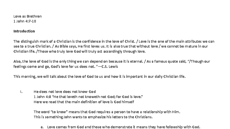 1 John Devo: Understanding God's Love in Christian Life - Studocu