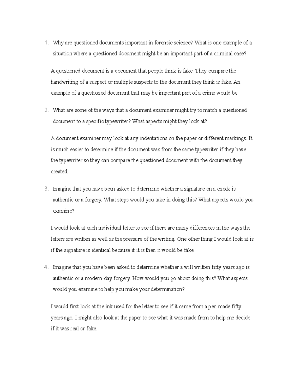 Forensics PT 2 Mod 3: Critical Thinking on Questioned Documents - Studocu