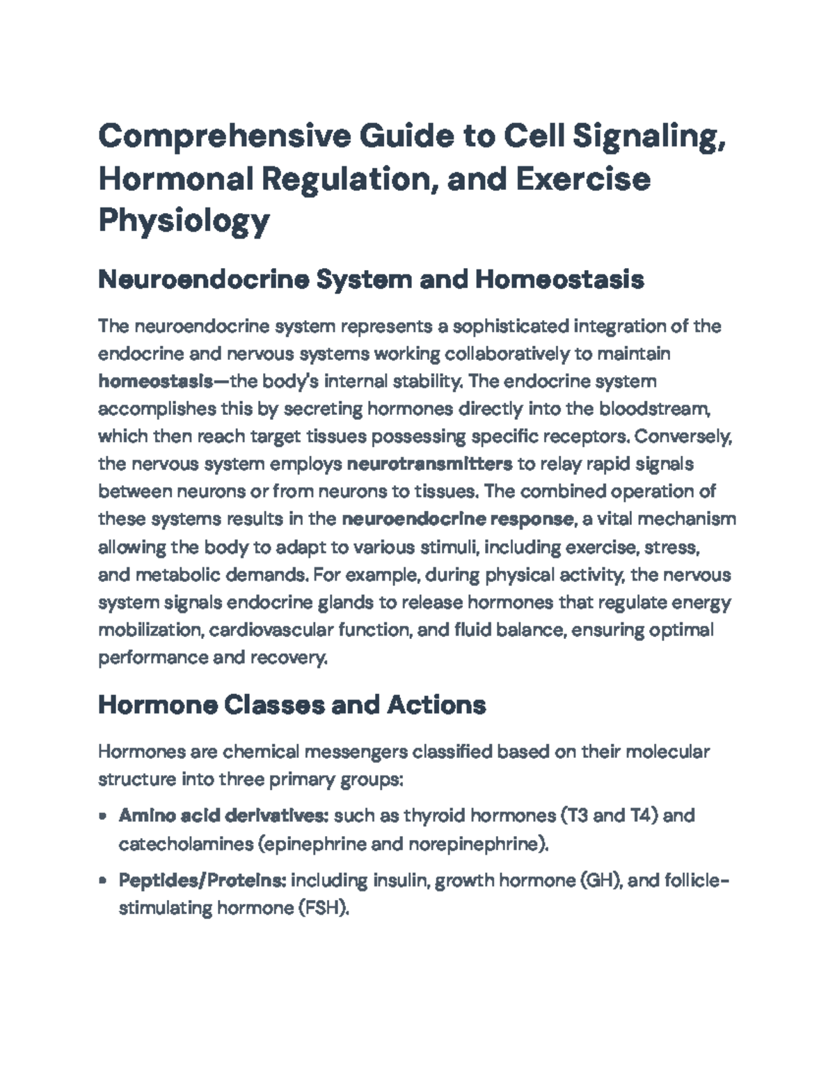 Comprehensive Overview of Hormonal Regulation in Exercise Physiology ...