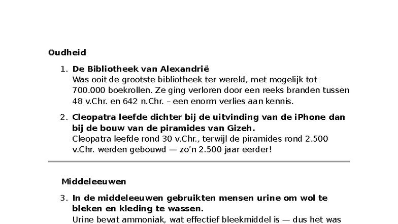 Geschiedenis: Interessante Feiten over Oudheid en Middeleeuwen - Studocu