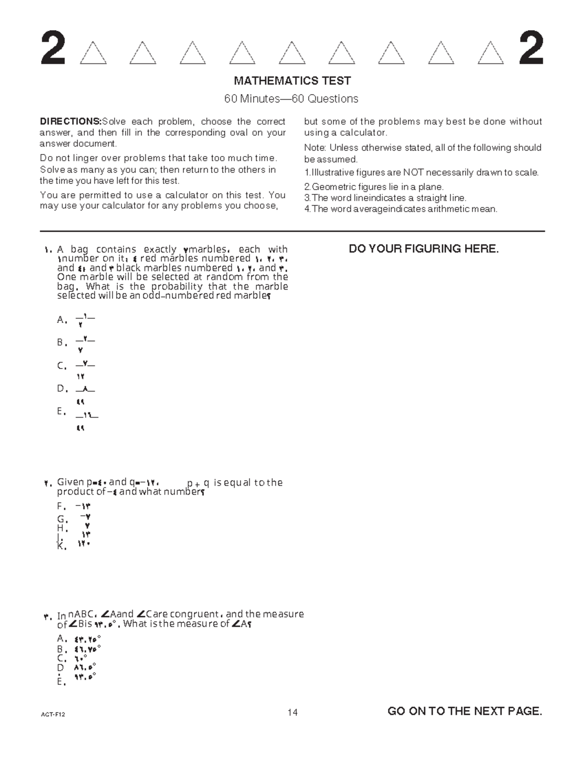 MATHEMATICS TEST 2 2: 60 Questions Practice Exam - Studocu