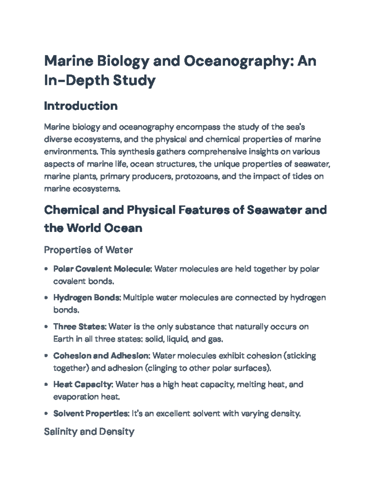 Comprehensive Overview of Marine Biology and Oceanography Studies ...