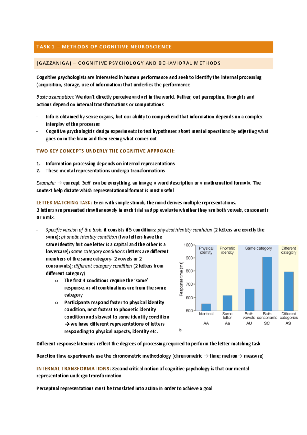 Task 1- Response times and cognitive architecture - TASK 1 – METHODS OF ...