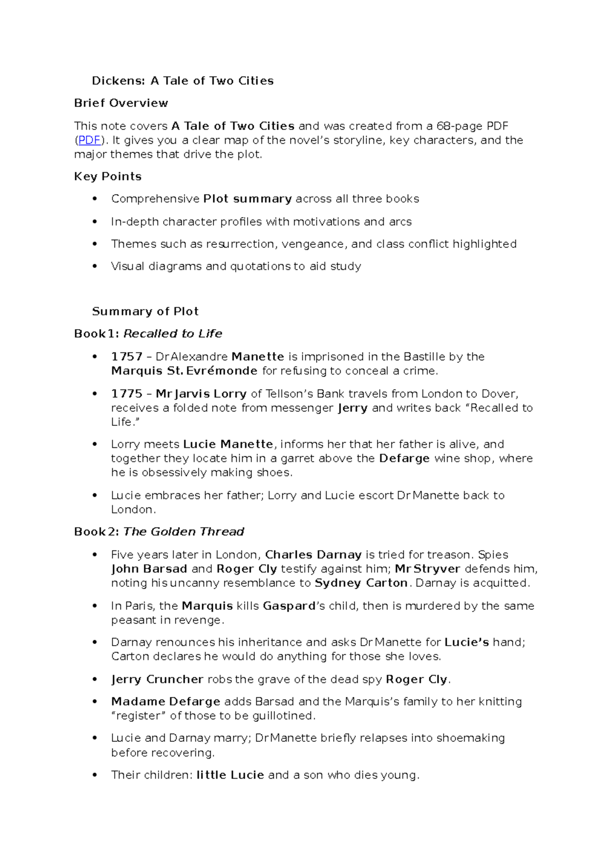 ENG 110 A Tale of Two Cities: Key Themes and Character Analysis - Studocu