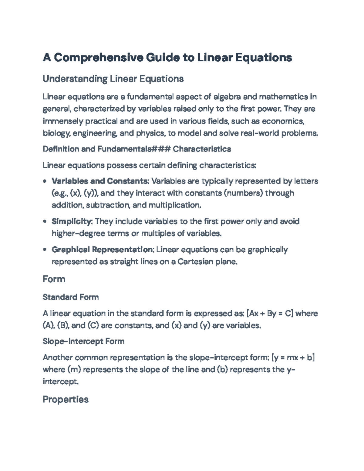 Linear Equations: A Comprehensive Guide for Algebra Mastery - A ...