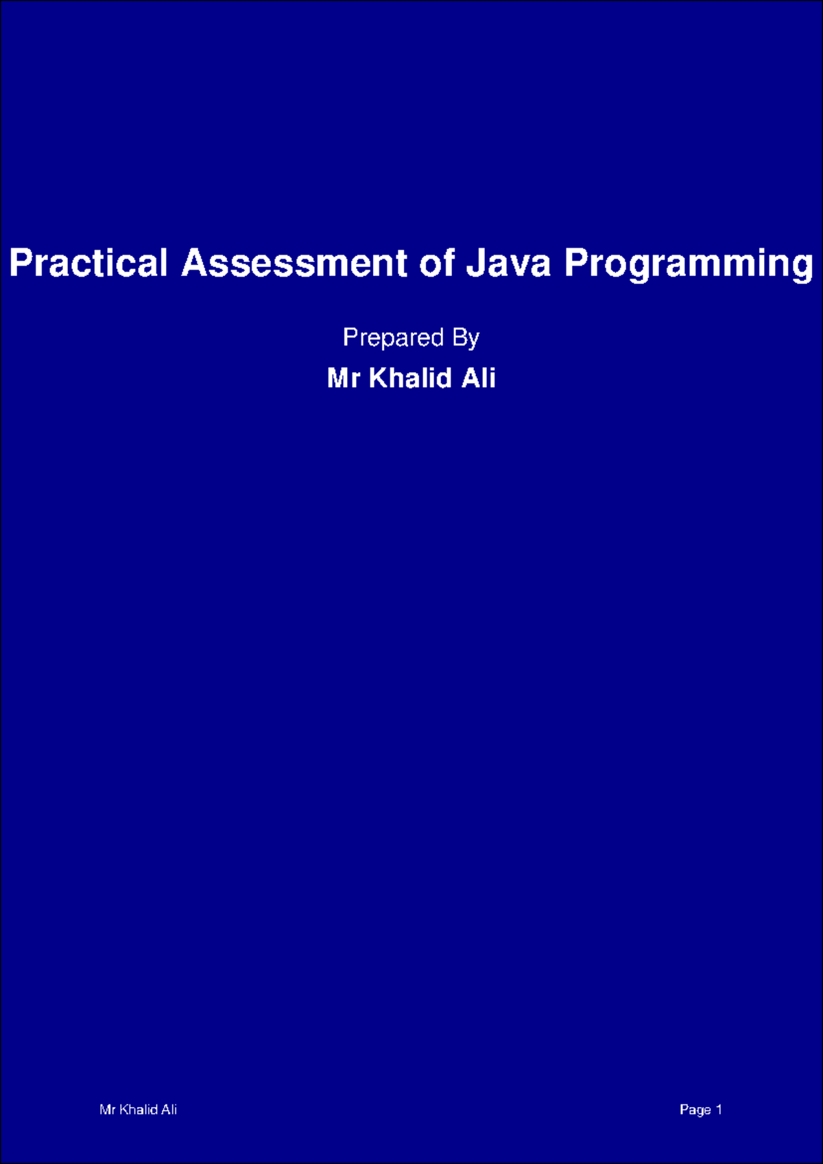 Java Programming Practical Assessment (Final Exam) - Studocu