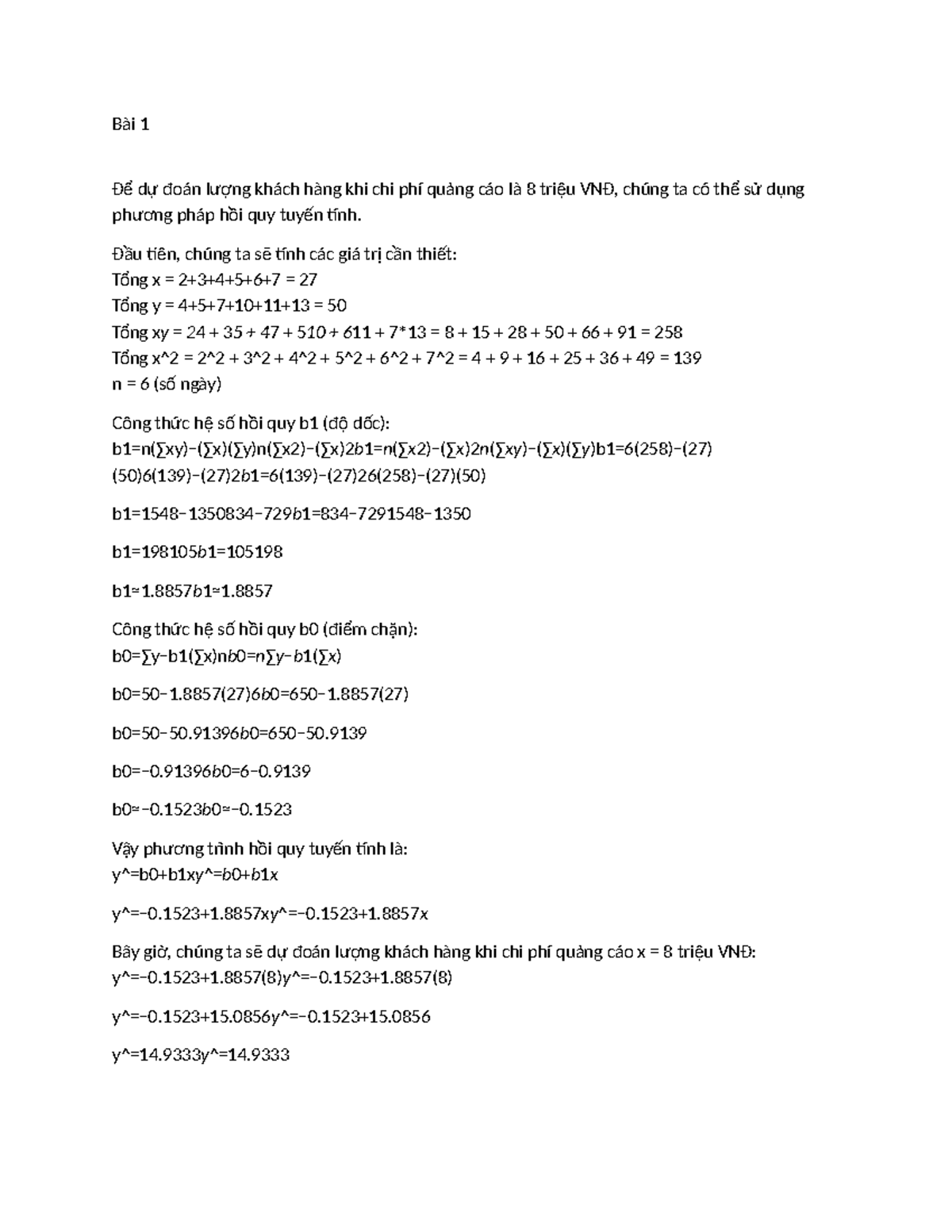 Bài Tập Hồi Quy Tuyến Tính và Phân Cụm K-Means (Ontap) - Studocu