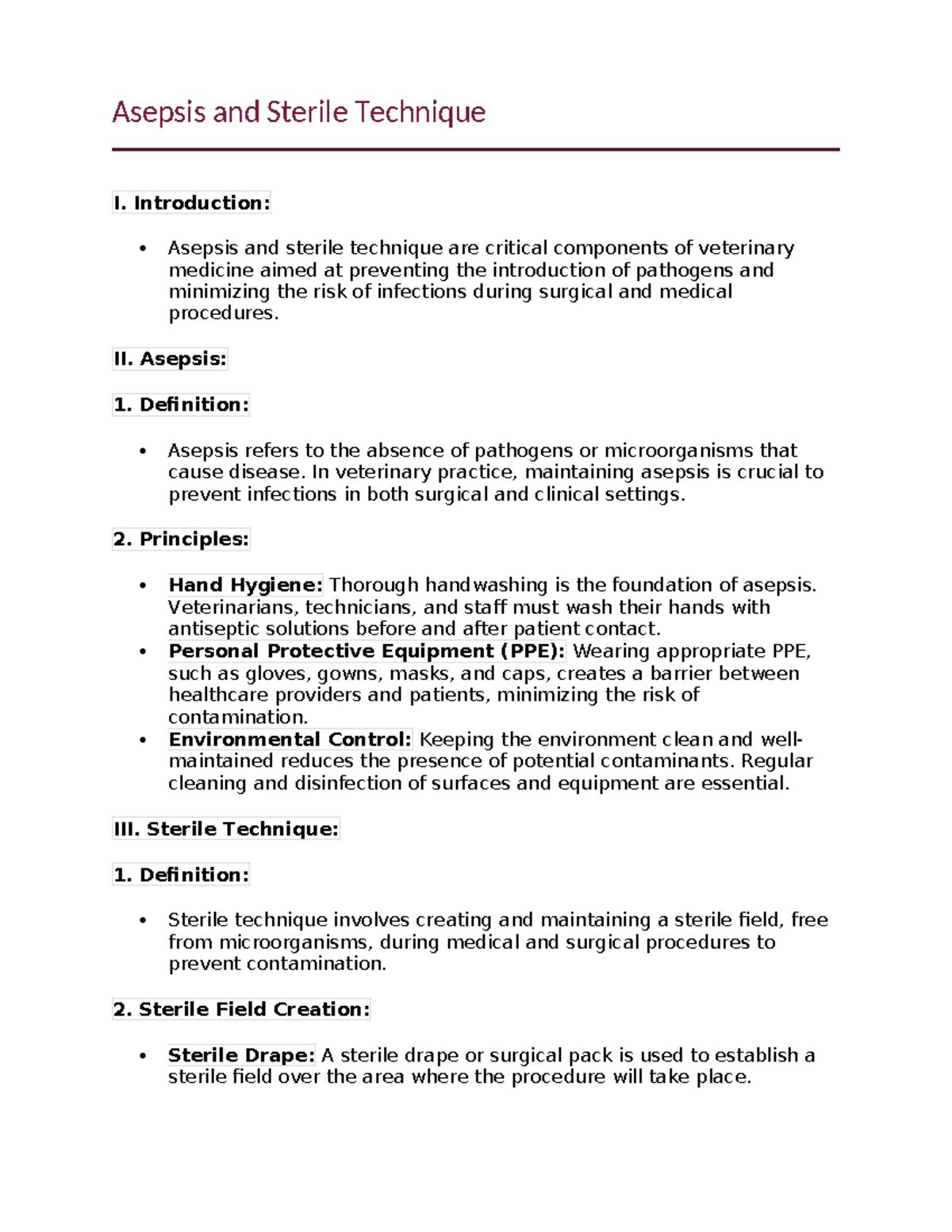 Asepsis and Sterile Technique - Introduction: Asepsis and sterile ...