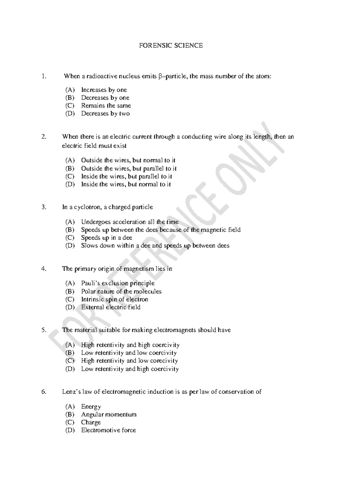 MSc Forensic Science - Final Exam Questions - Studocu