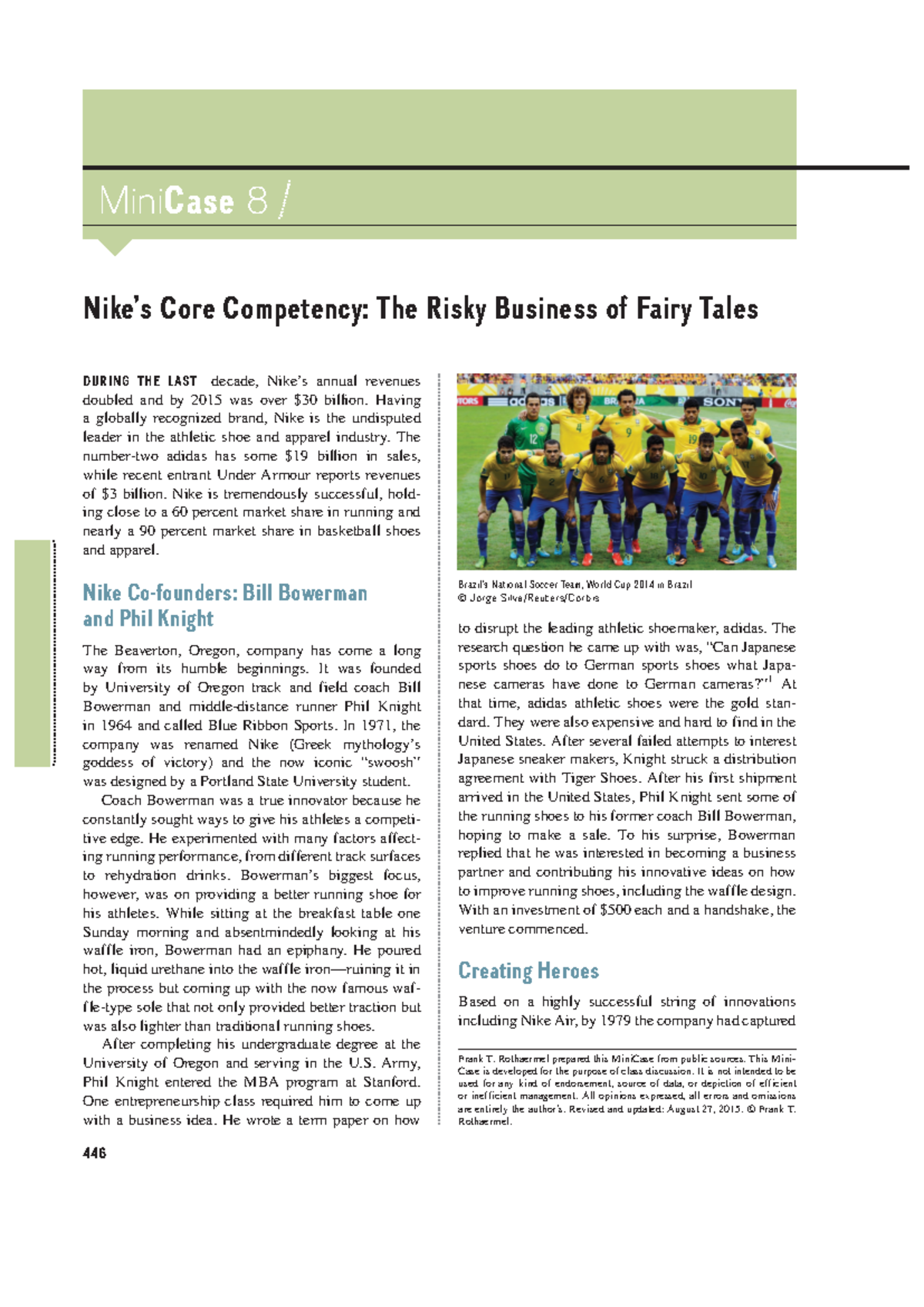 Mini Case 8: Nike's Core Competency and Risks in Endorsement - Studocu