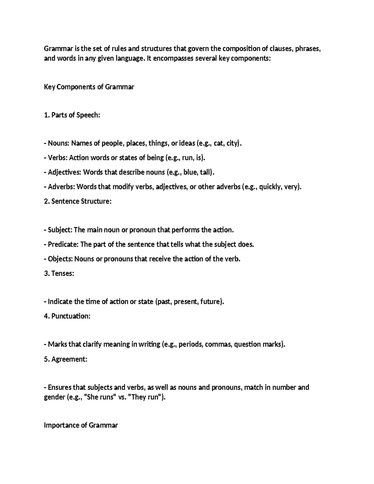 Document 70 - Understanding the Key Components of Grammar - Studocu