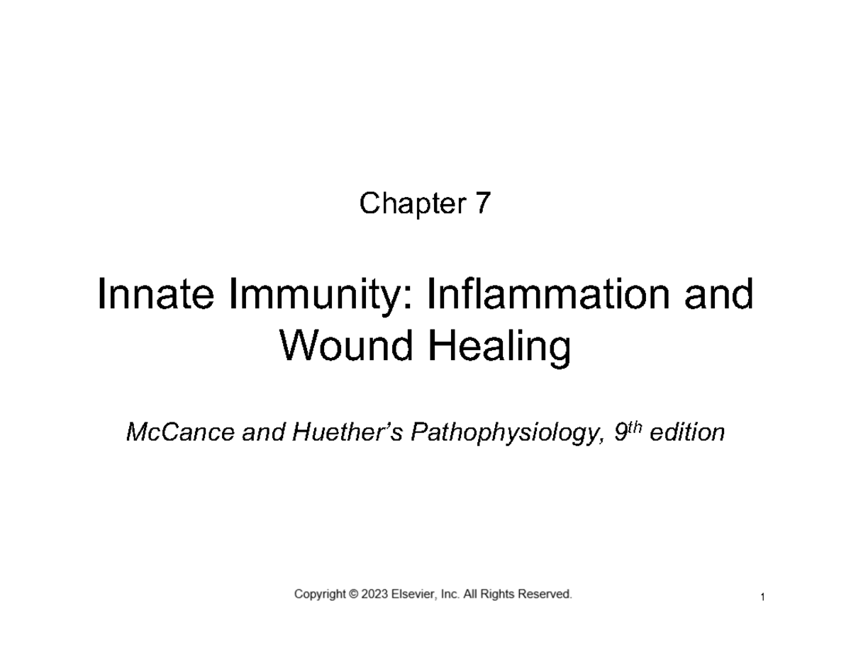 Chapter 007 - powerpoint - Chapter 7 Innate Immunity: Inflammation and ...