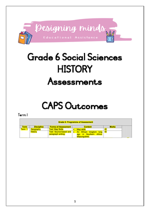 Grade 6 History Term 1 Assessment Memo - Grade 6 Social Sciences ...