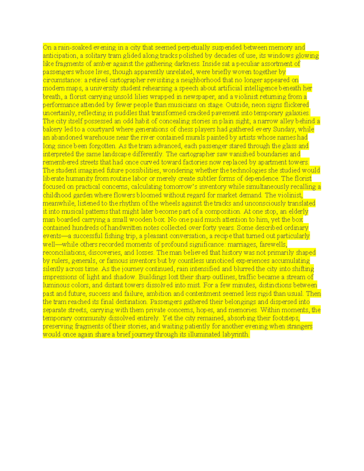 ENG 201: Creative Writing - Evening Tram Journey Reflections - Studocu