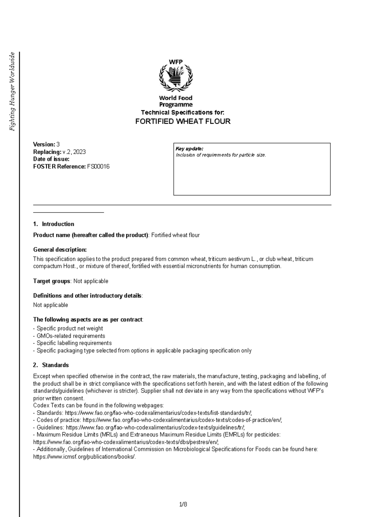WHF Technical Specifications for Fortified Wheat Flour v3 - Studocu