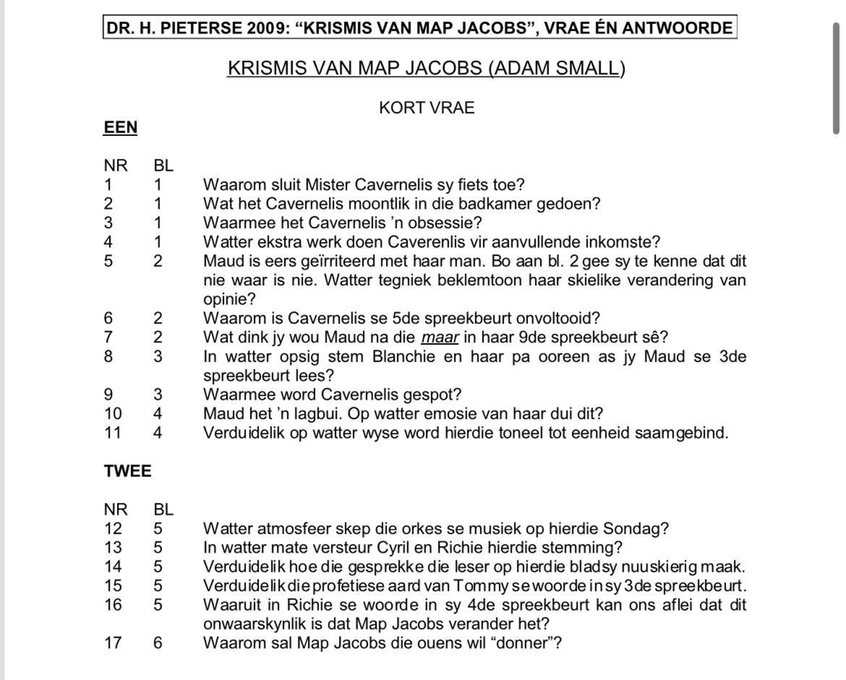 DR. H. PIETERSE 2009: VRAE EN ANTWOORDE OP KRISMIS VAN MAP JACOBS - Studocu