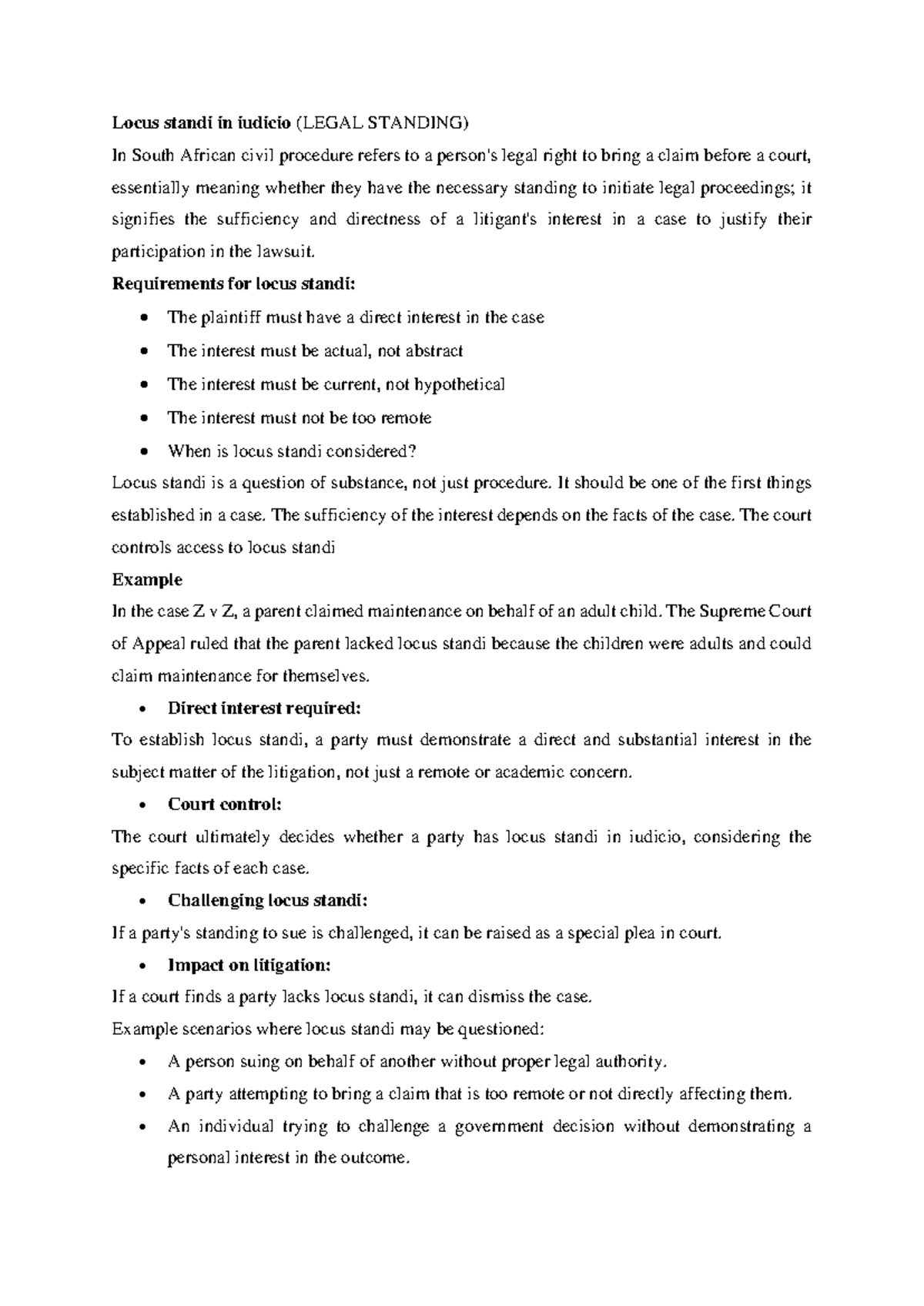 Locus Standi in South African Civil Procedure: Key Concepts & Cases ...