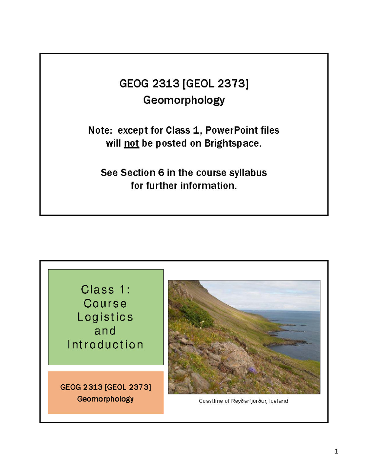 GEOG 2313 Geomorphology: Class 1 Overview & Introduction - Studocu