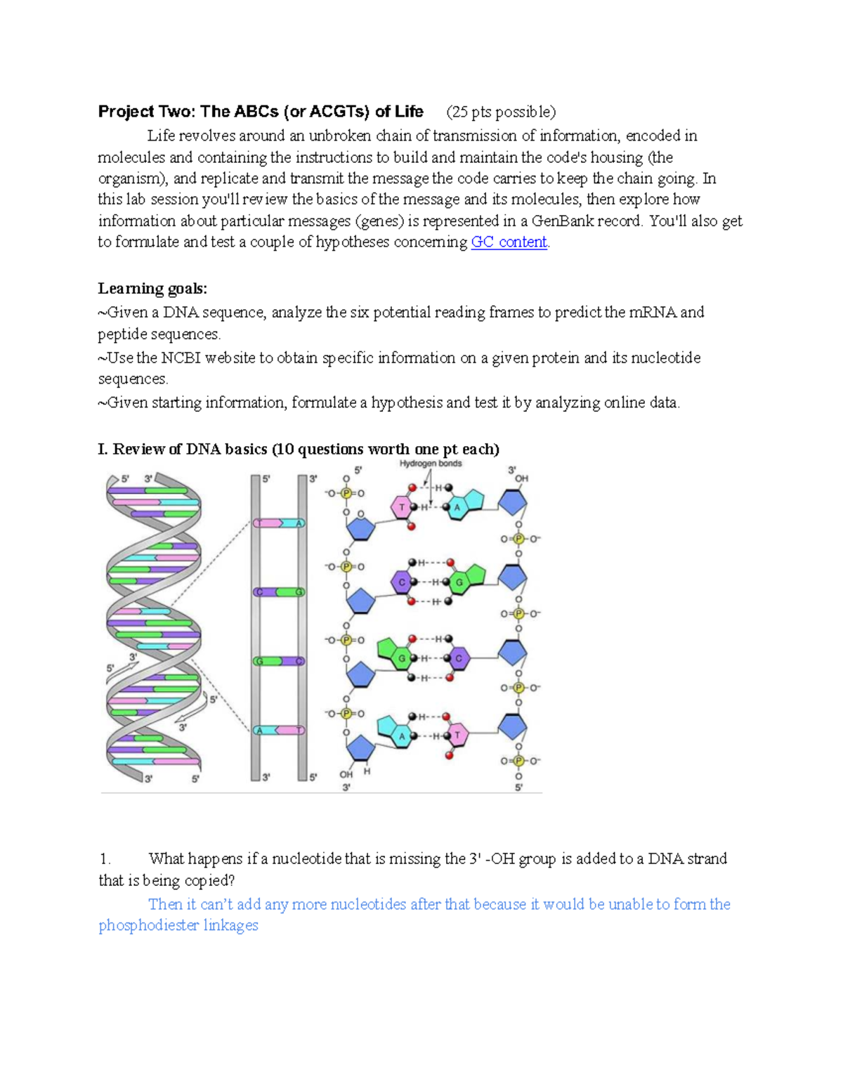 Genetics Lab 2: The ABCs of Life and GenBank Analysis (25 pts) - Studocu