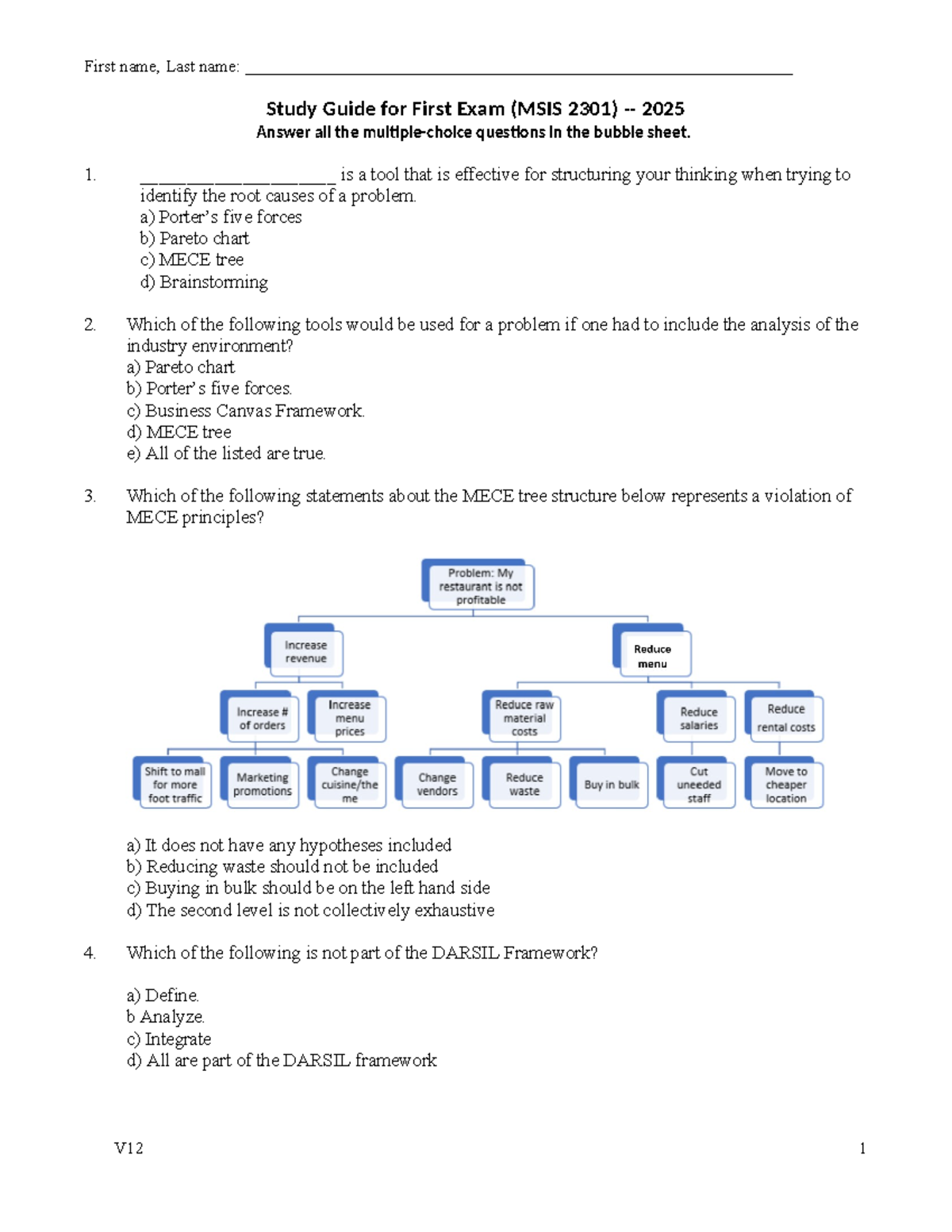 Study Guide for First Exam (MSIS 2301) - Key Concepts & MCQs - Studocu