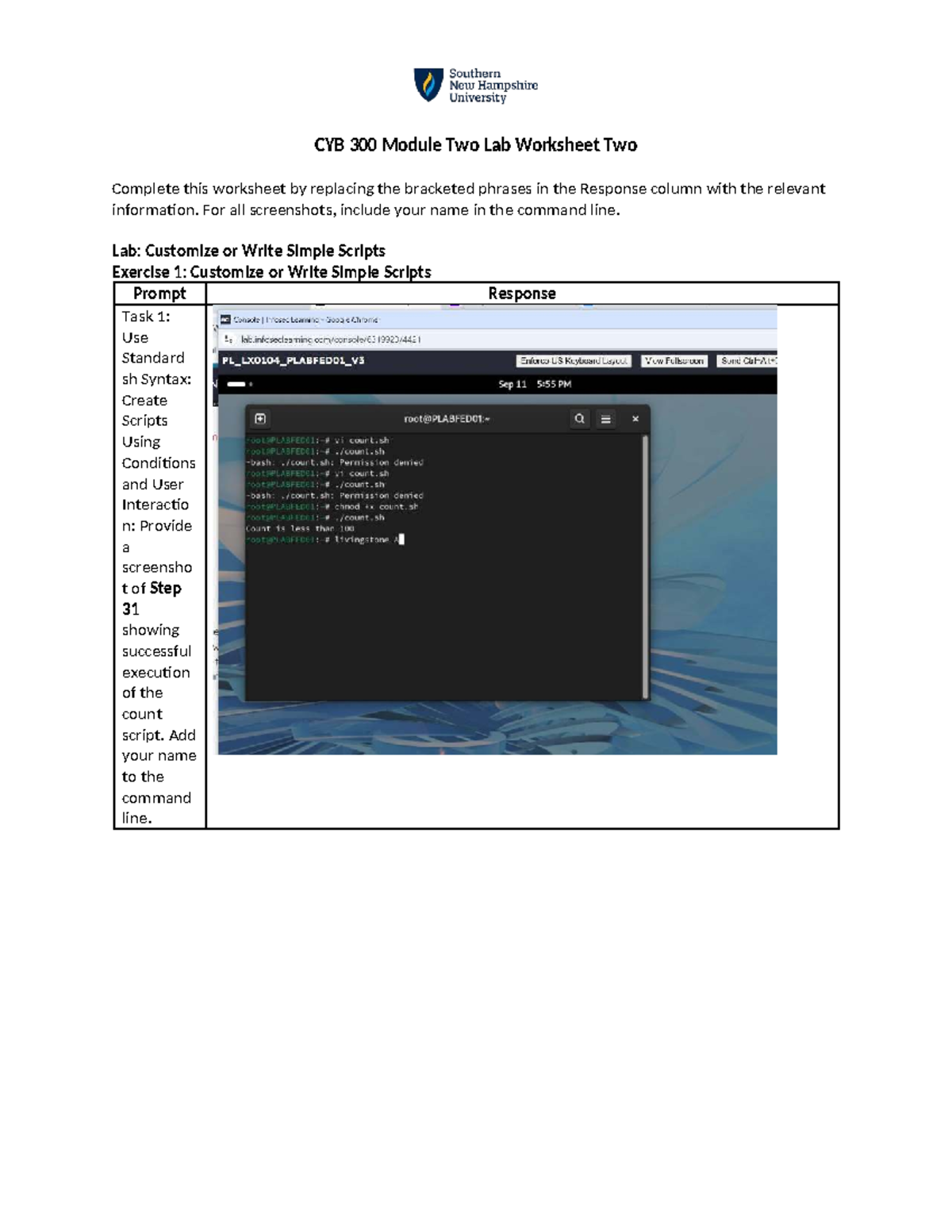 CYB 300 Module 2 Lab Worksheet: Script Customization & Execution - Studocu