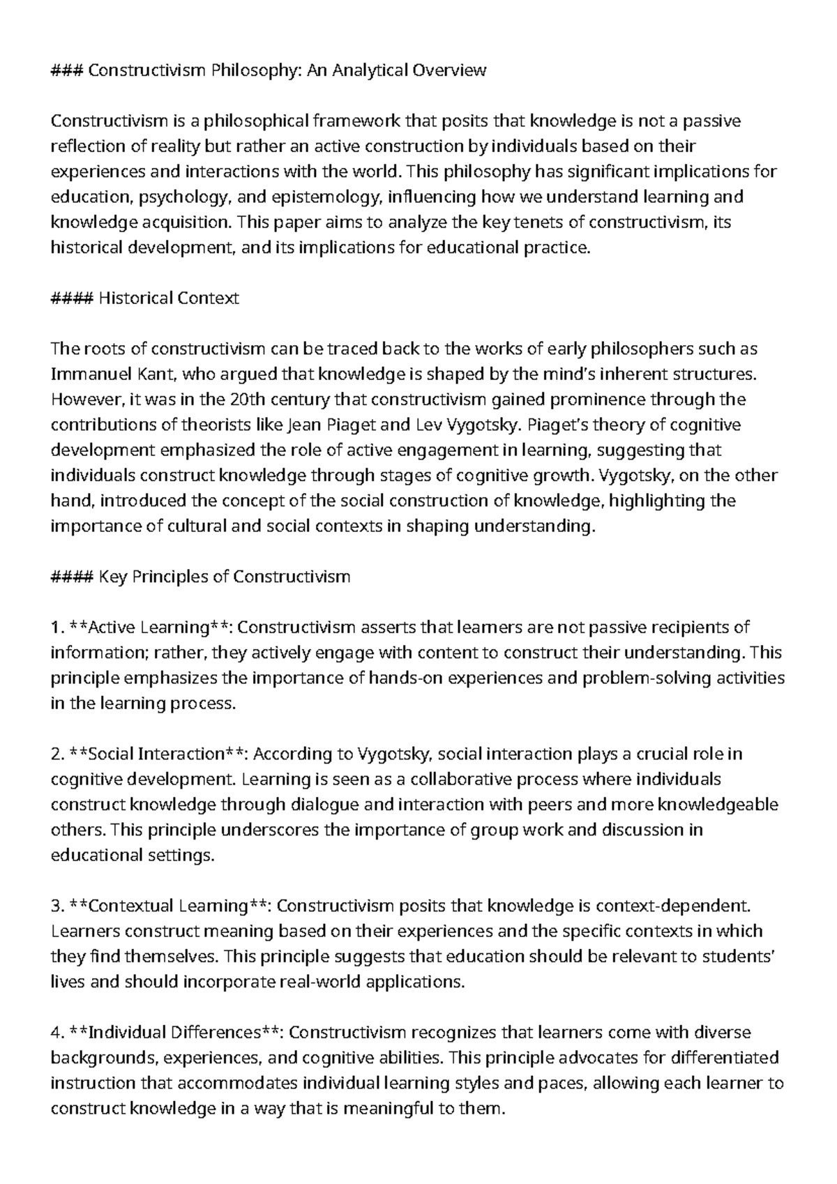 Constructivism Philosophy: Key Principles and Educational Implications ...