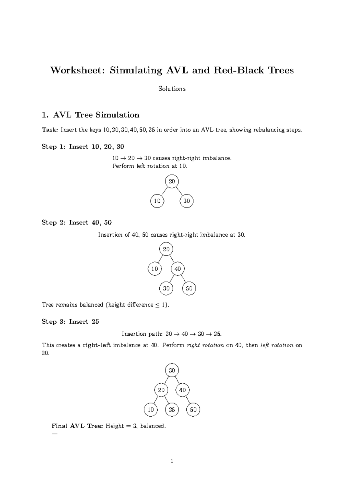 AVL Tree Simulation & Solutions: Week 3 Red-Black Trees - Studocu