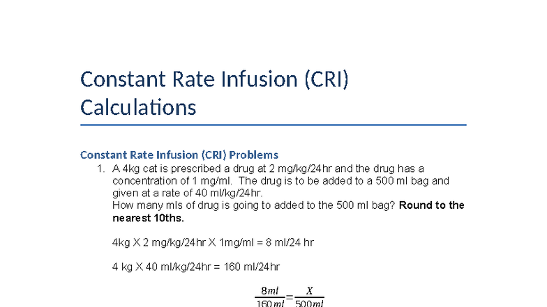 CRI Calculations for Veterinary Medicine: Constant Rate Infusion Guide ...