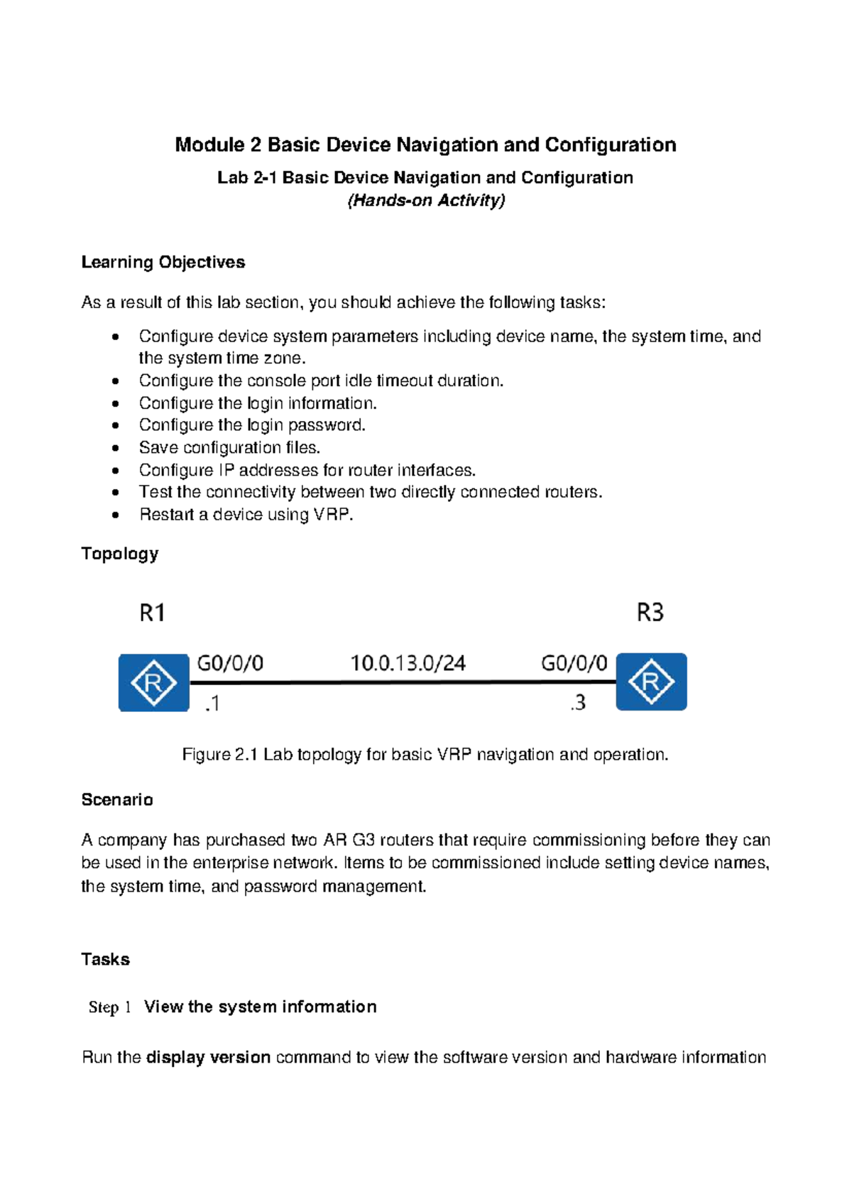 Lab 2-1: Navigating and Configuring Basic Devices - Studocu