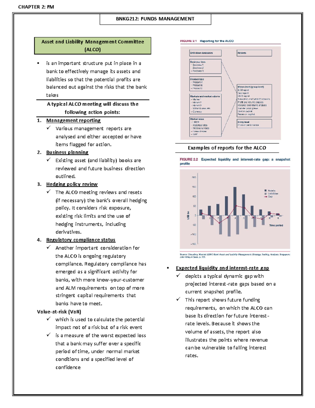BNKG212: Chapter 2 - Asset and Liability Management Overview - Studocu