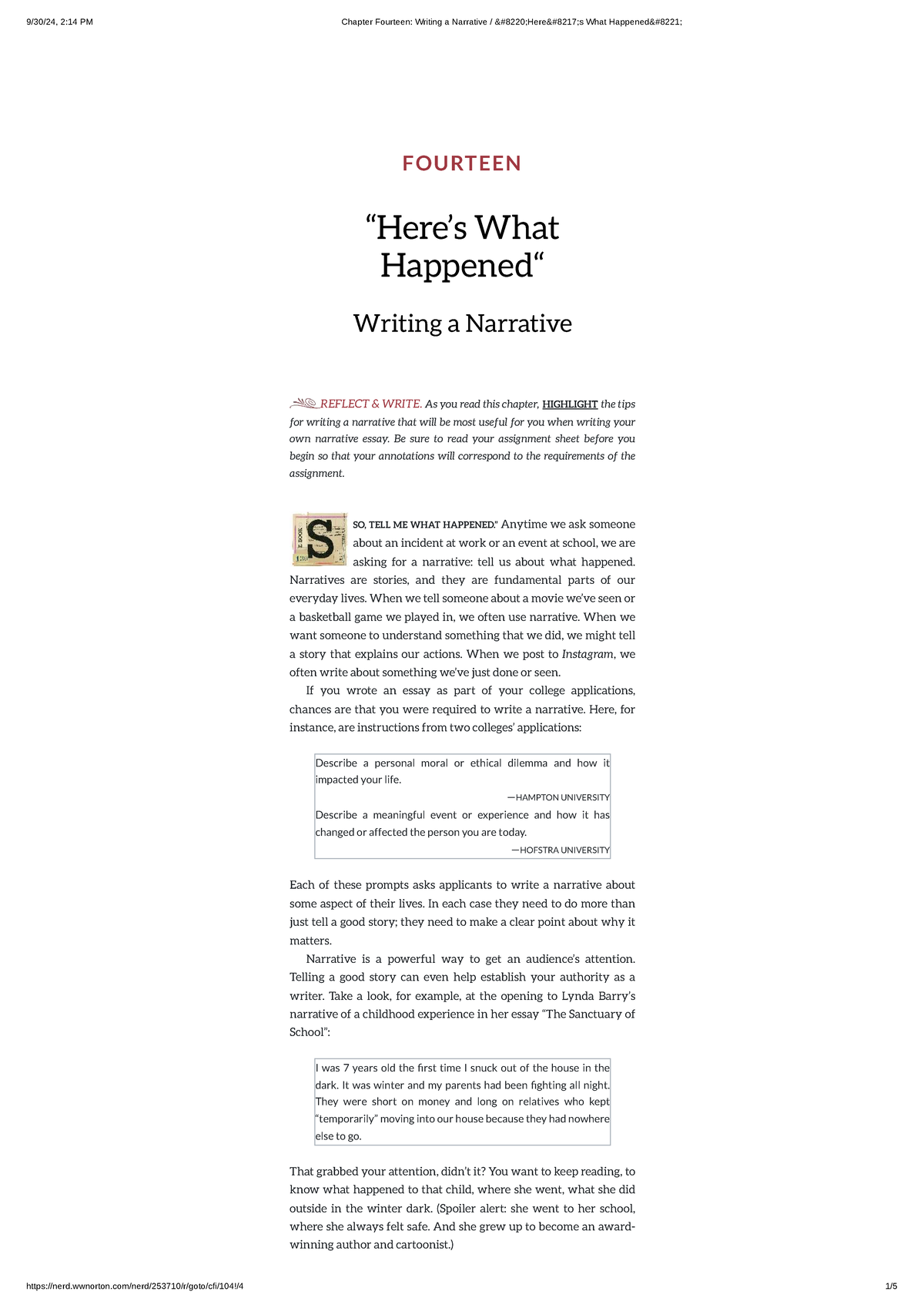Chapter 14: Writing a Narrative - Key Tips and Insights (Composition ...
