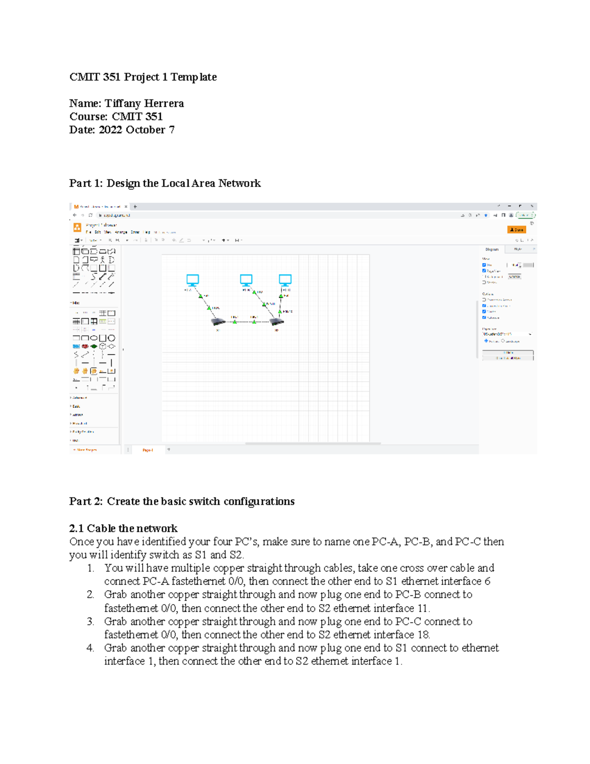 CMIT 351 - Project 1: Designing & Configuring Local Area Network - Studocu