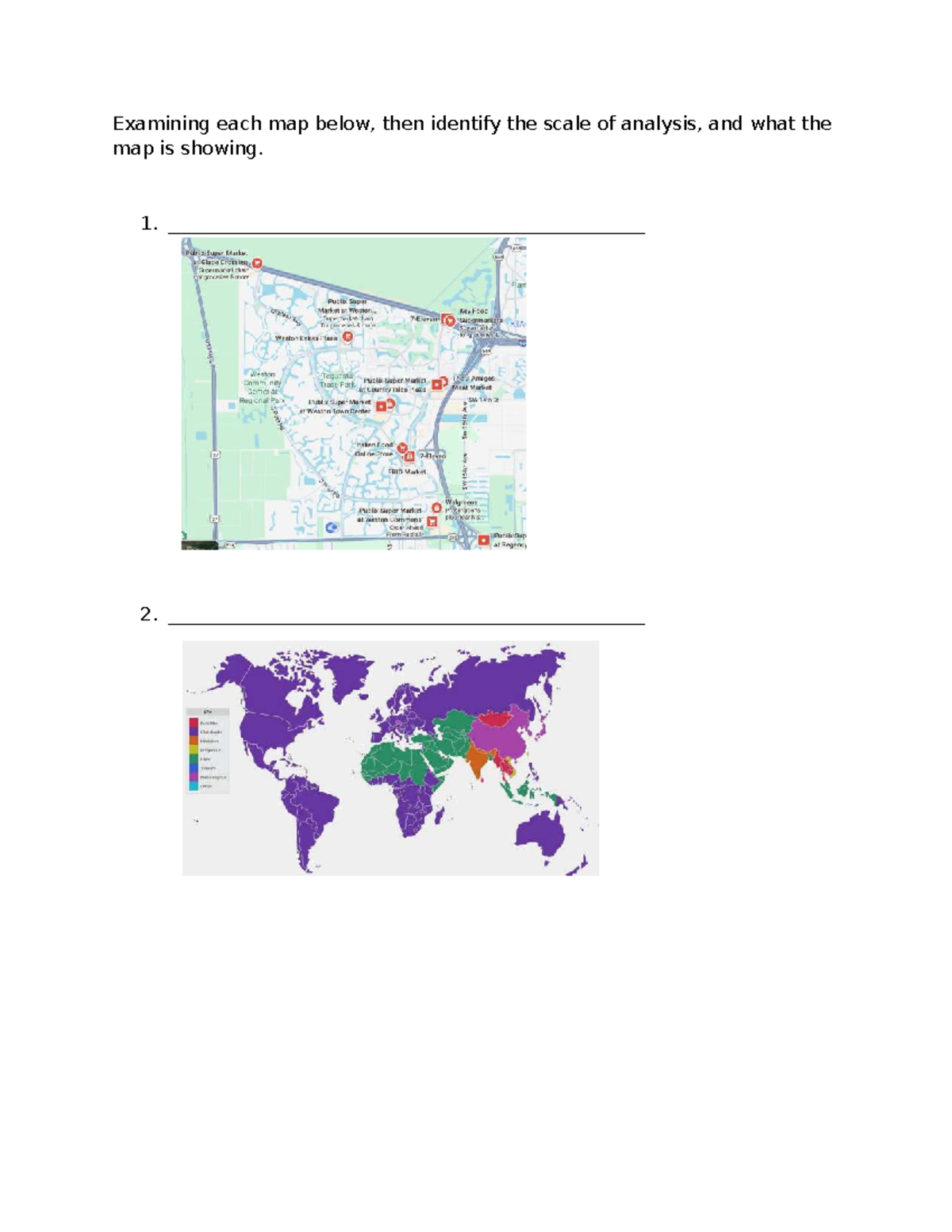 1.6 Scale of Analysis-3 - Examining each map below, then identify the ...