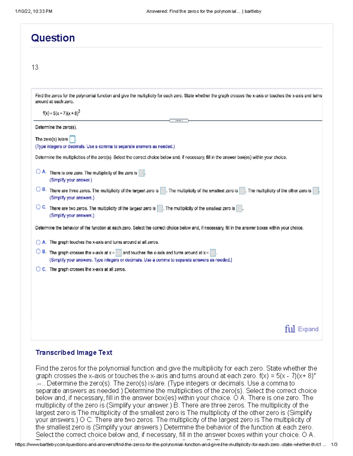Poly B101: Finding Zeros and Multiplicities of Polynomial Functions ...