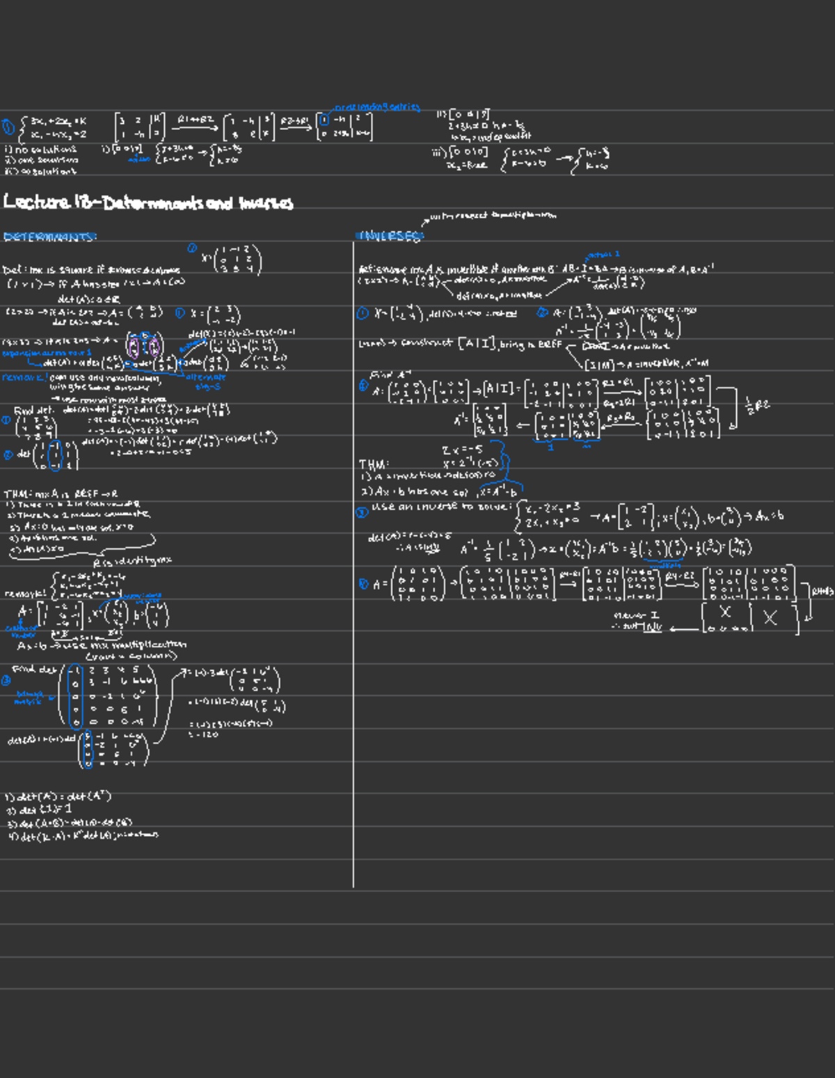 MAT1332 - Lecture 13: Determinants and Inverses Explained - Studocu