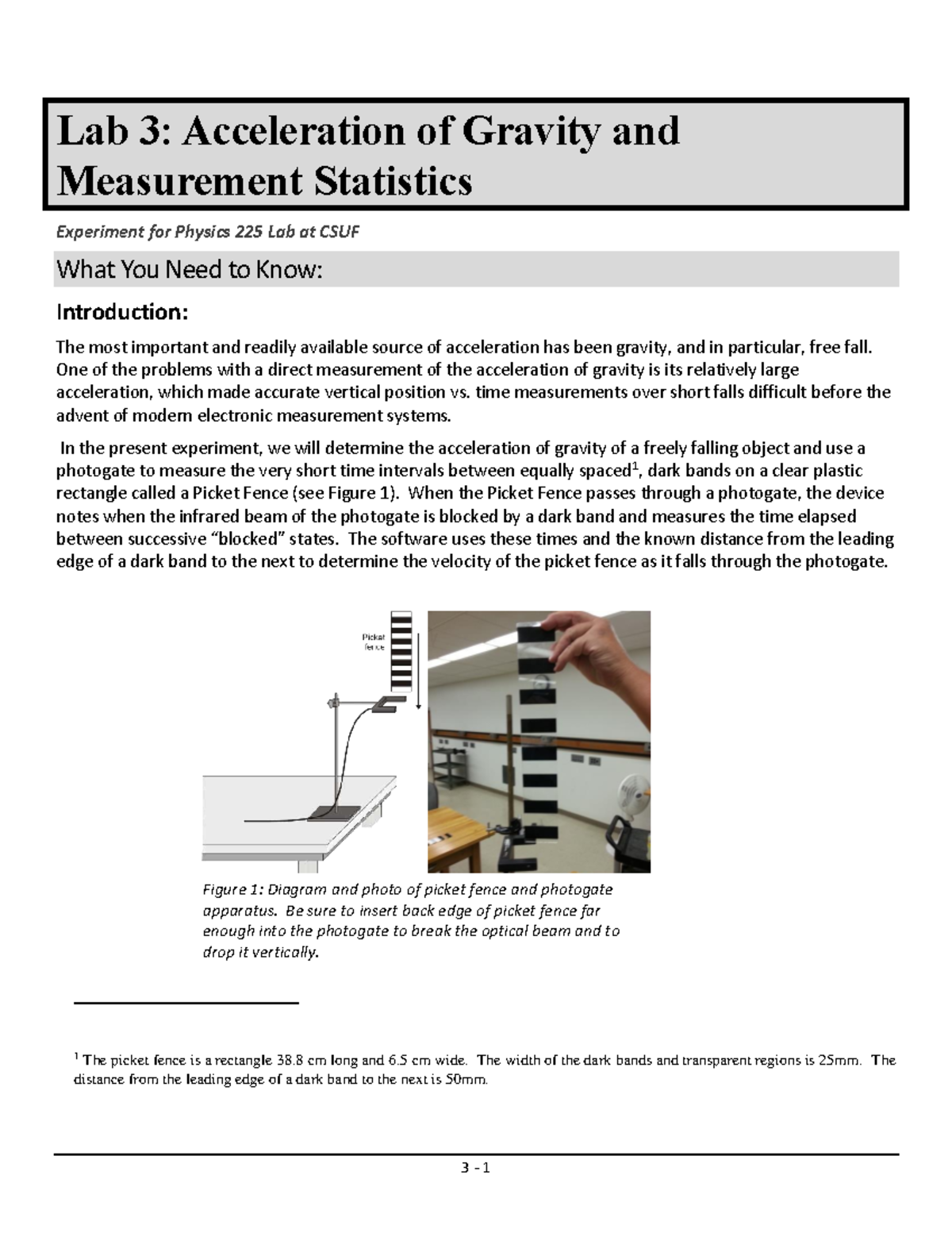 Lab 3: Acceleration of Gravity & Measurement Stats - Phys 225L - Studocu