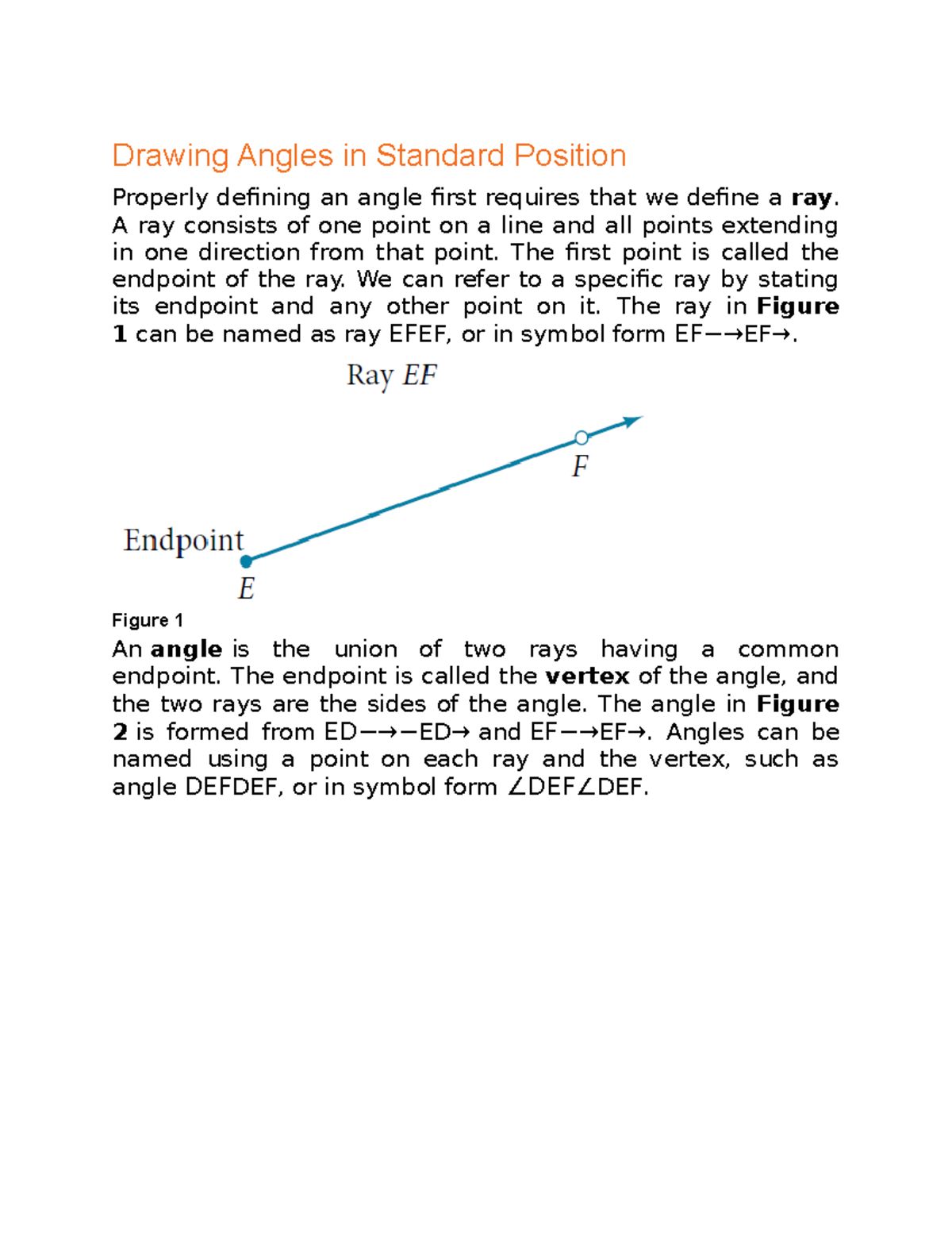 4-1 Angles: Understanding Rays and Standard Position Drawing - Studocu