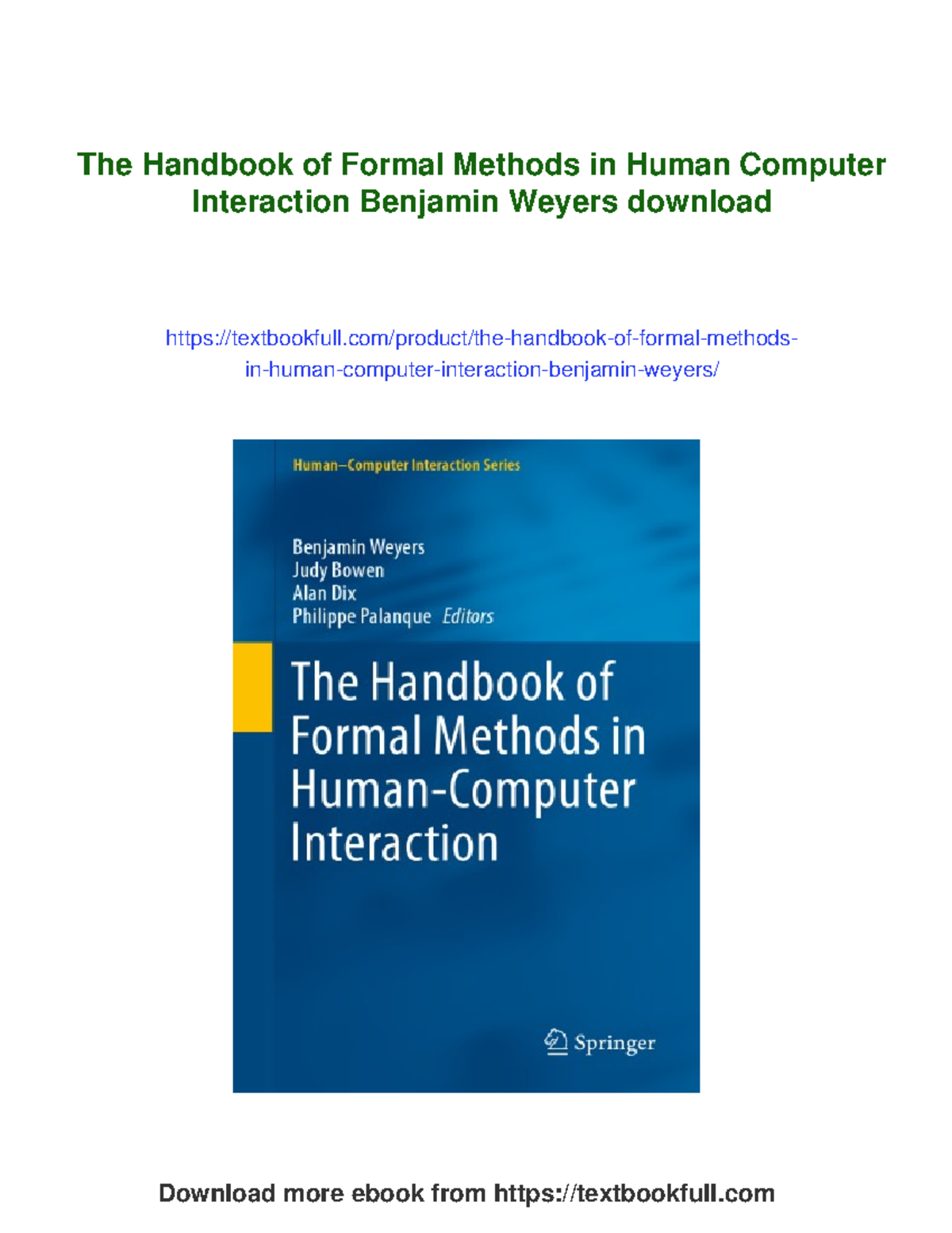 The Handbook of Formal Methods in HCI: Insights and Case Studies - Studocu