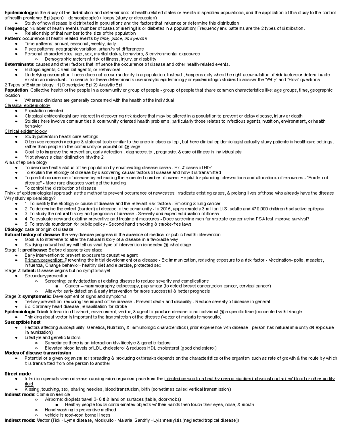 Epi STAT 6300 Midterm Study Guide: Epidemiology Concepts and Applications - Studocu