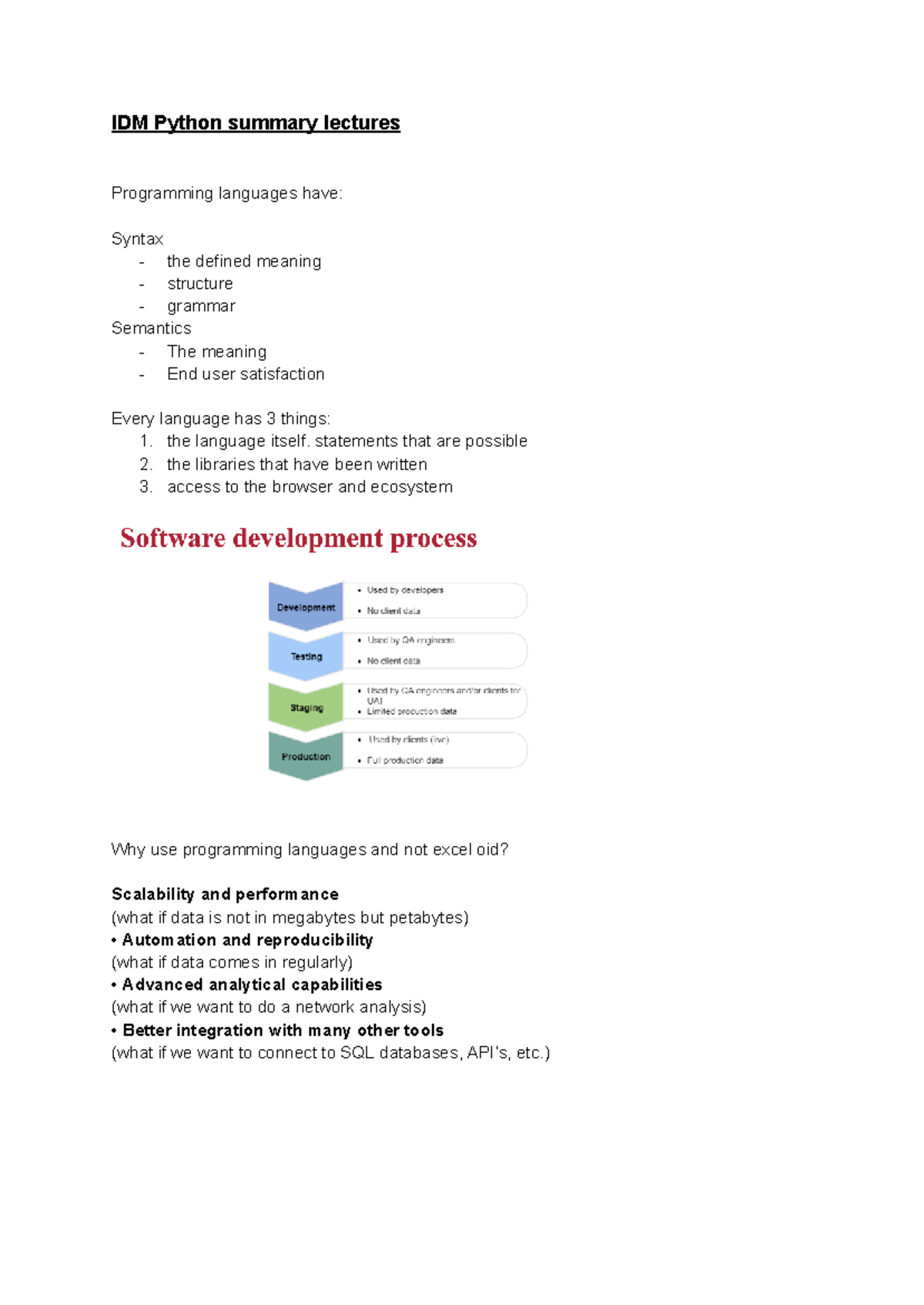 IDM Python Lectures Summary: Weeks 1-4 Overview - Studeersnel